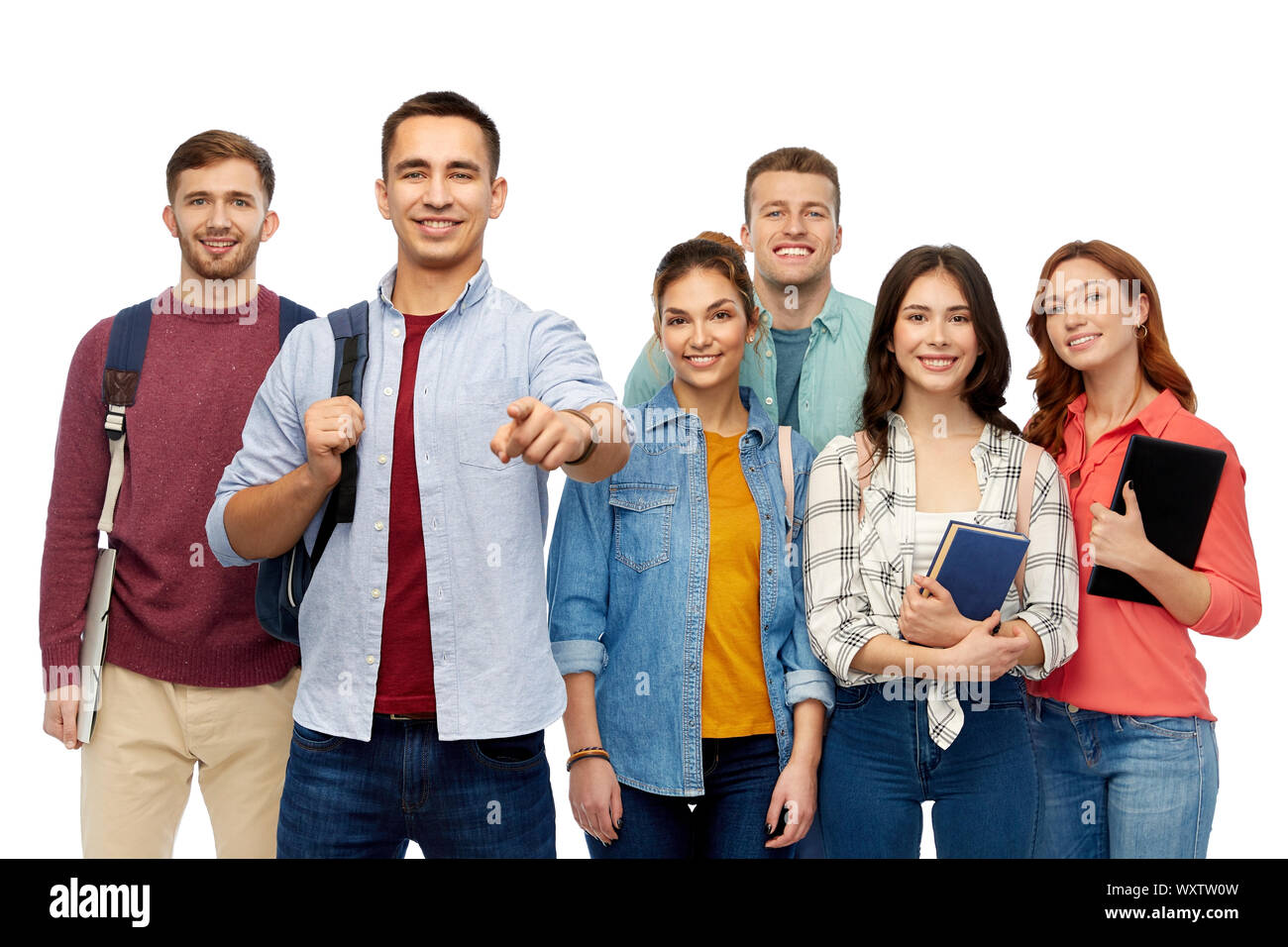education, high school and people concept - group of smiling students ...