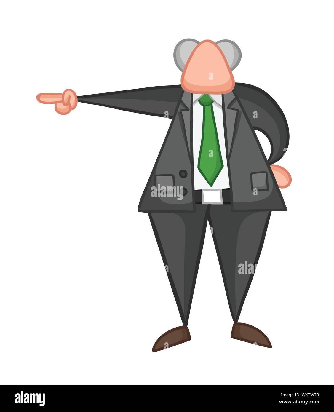 Hand-drawn vector illustration of boss pointing. Color outlines and ...