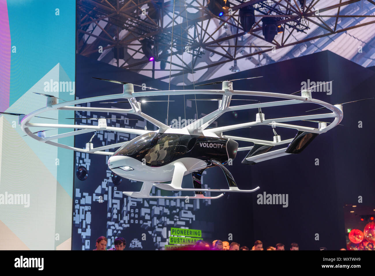 FRANKFURT, GERMANY - SEPT 2019: white VOLOCOPTER 2X is a German two ...