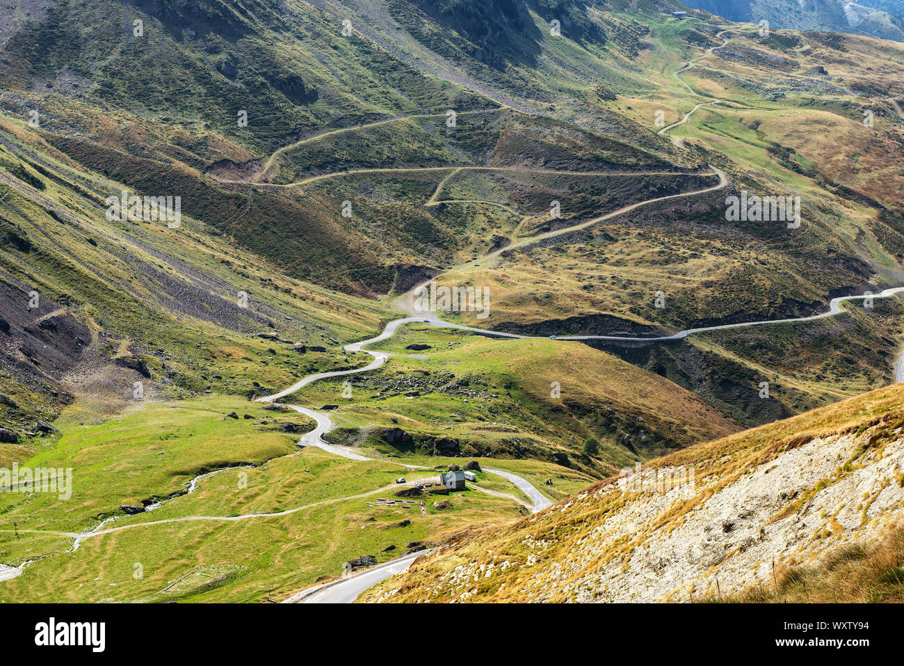 View of Col du Tourmalet in the french Pyrenees mountains Stock Photo ...