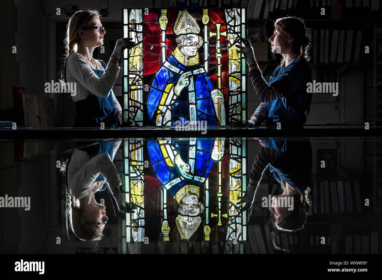 Conservators Monika Adamczak (left) and Lydia Walter from York Glaziers ...