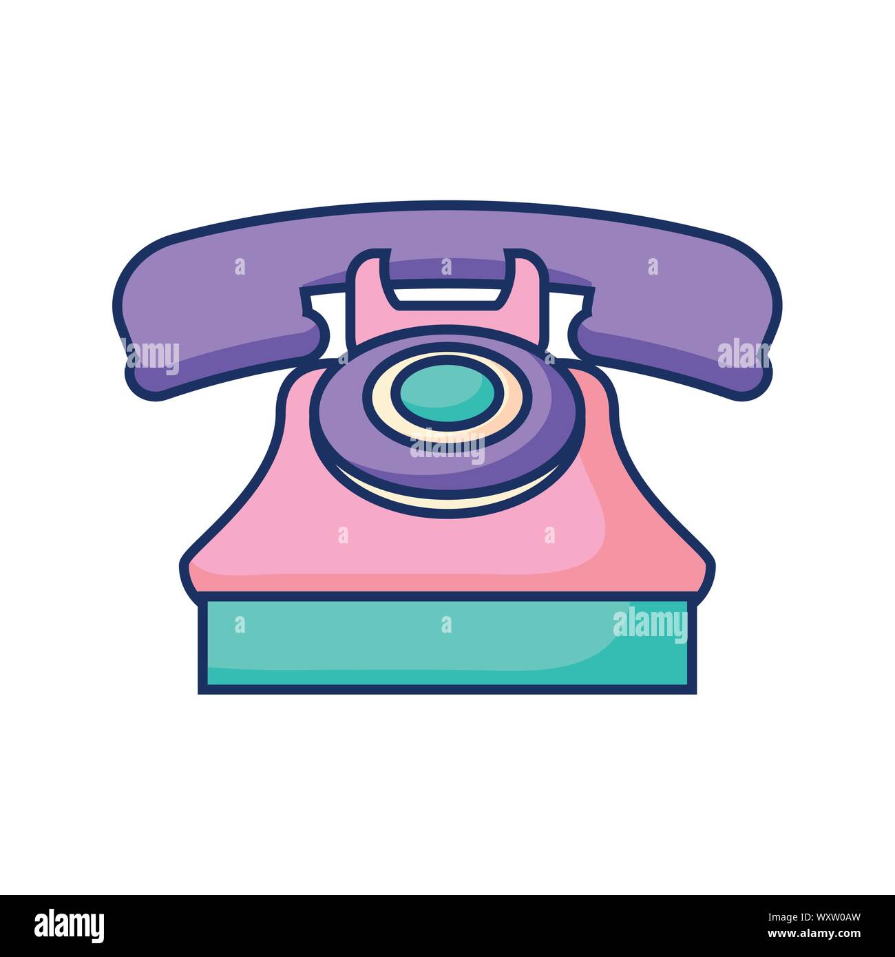 phone retro device with color pastel vector illustration design Stock ...