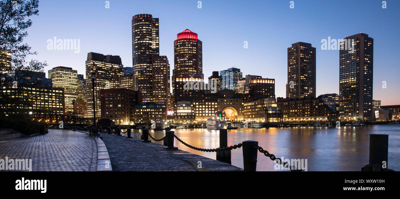 Cityscape of skyscrapers and high rise buildings of city of Boston ...