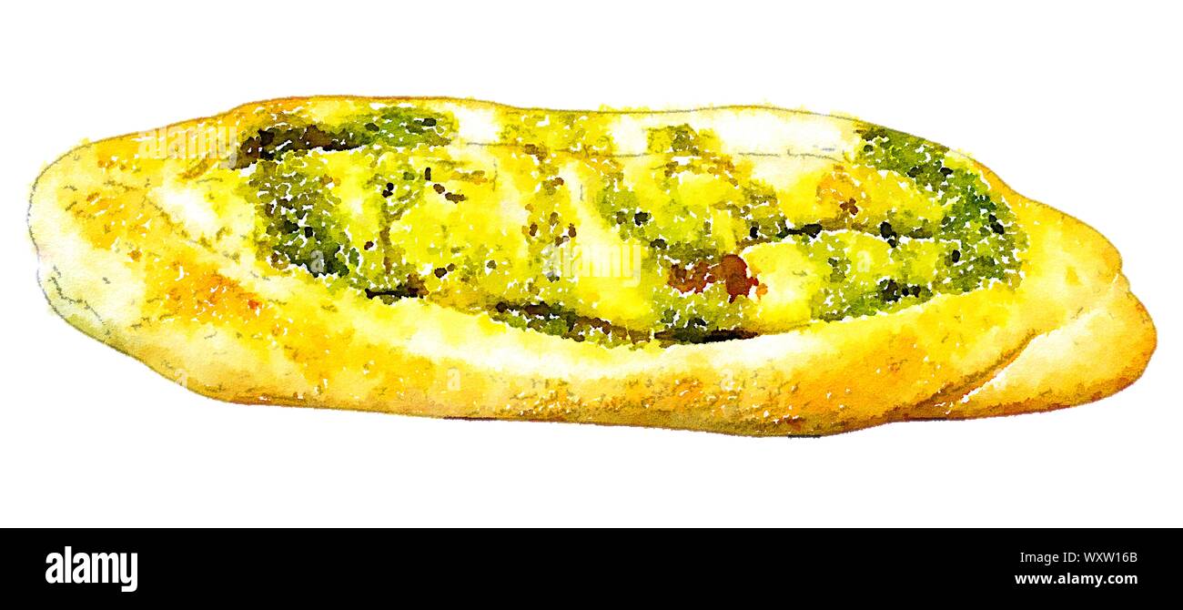 Closeup of colorful watercolor hand-painted art illustration : garlic ...