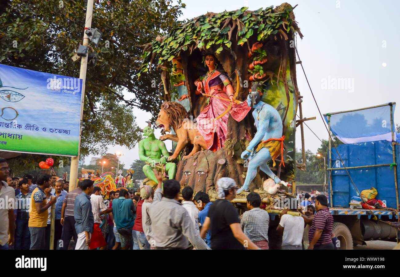 Kolkata, West Bengal, India October, 2018 – View of Durga Puja Visarjan ...