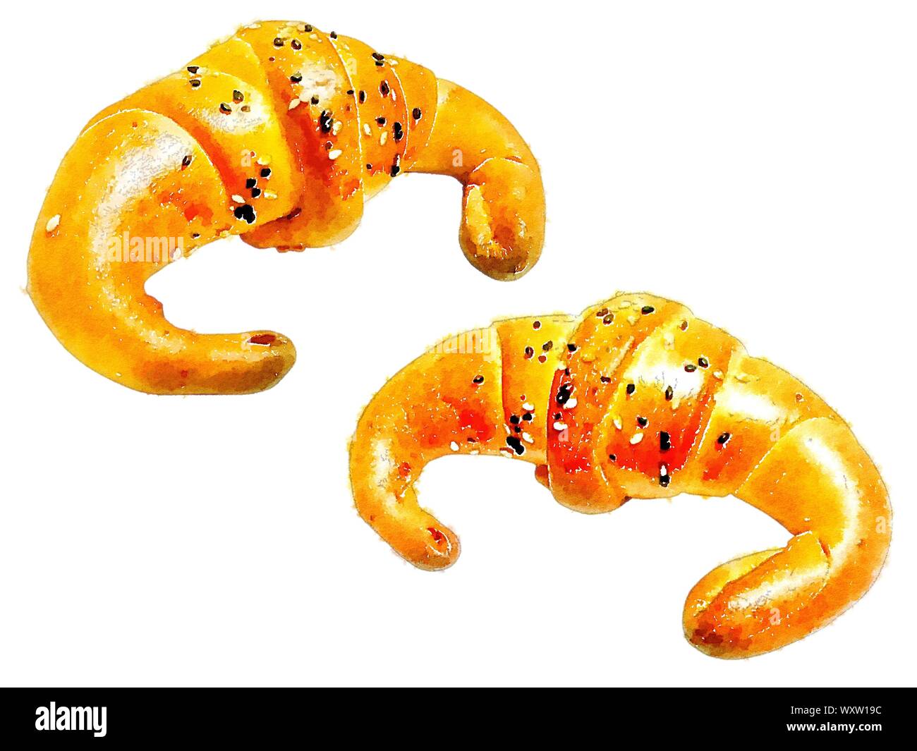 Croissant french pastry hand draw hi-res stock photography and images ...