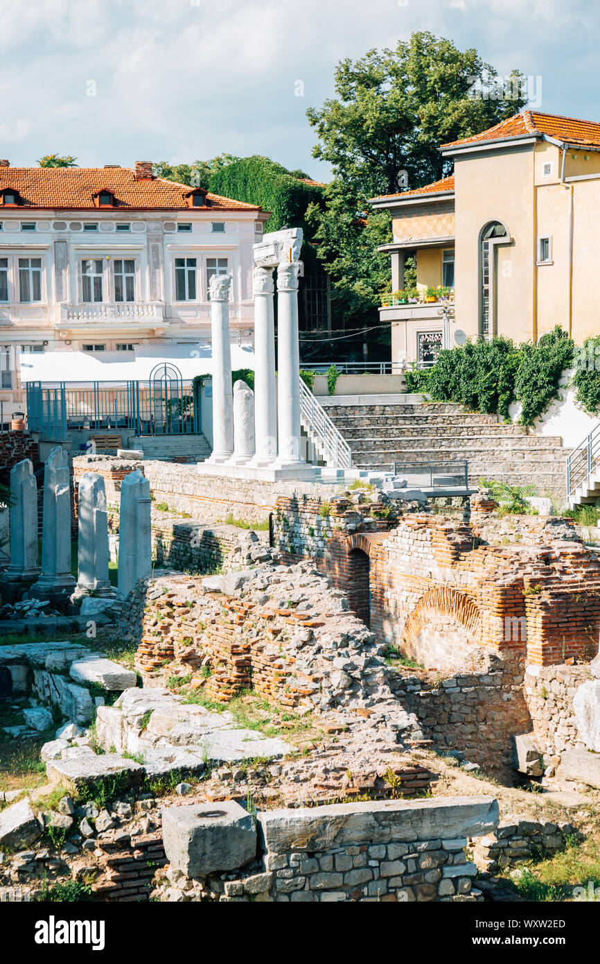 Roman Odeon of Philippopolis ancient ruins in Plovdiv, Bulgaria Stock ...