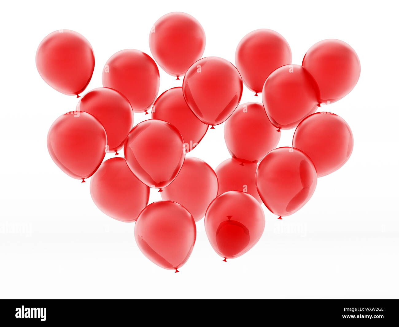 Flying red balloons isolated on white background. 3D illustration Stock ...