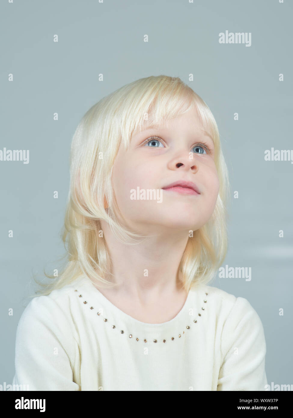 Kid with blonde hair. Fashion style and beauty look. Childhood and ...