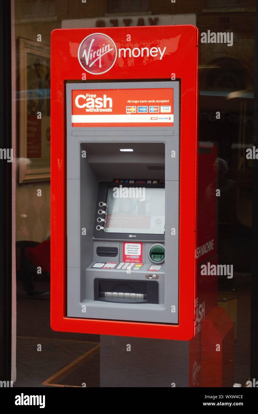 Cashpoint at a Virgin Money branch in Reading, UK Stock Photo - Alamy