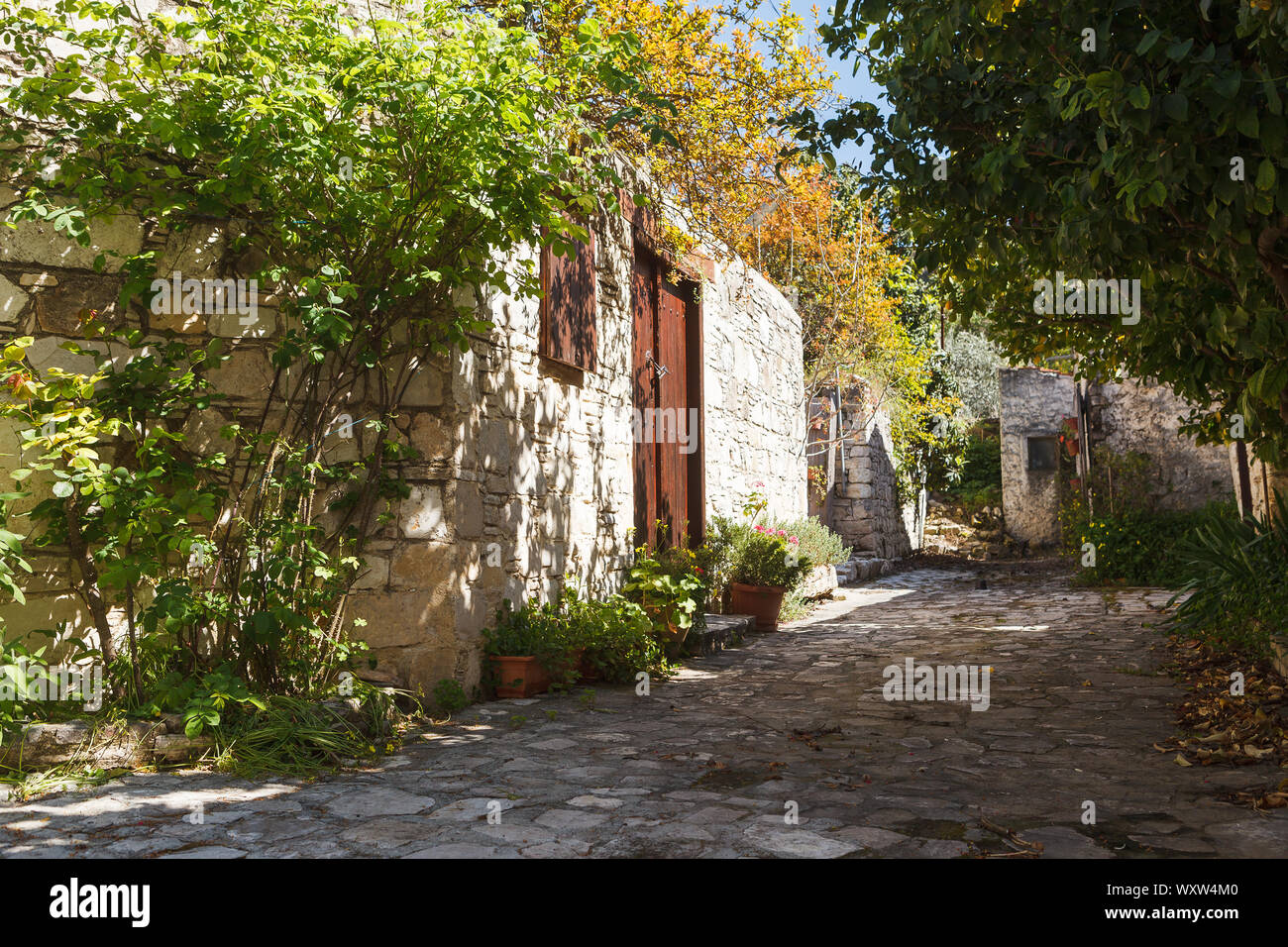 Traditional rural styled village street, Cyprus Stock Photo - Alamy