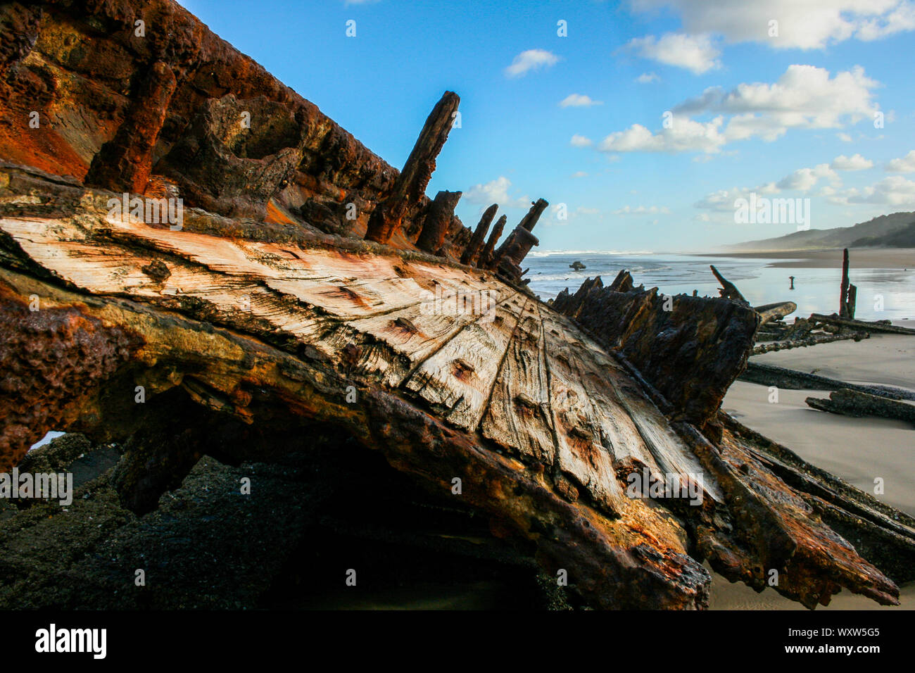 Shipwreck on the western beach of Fraser Island, Queensland, Australia ...