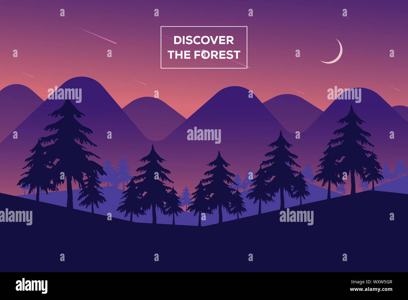 Forest and mountains vector landscape Stock Photo - Alamy