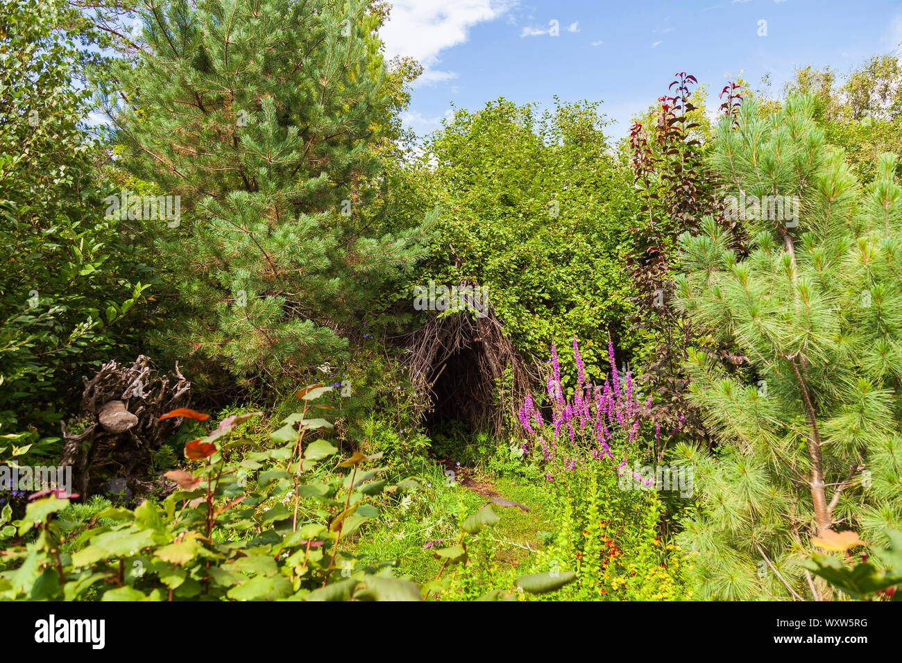 Primitive hut in nature park hi-res stock photography and images - Alamy