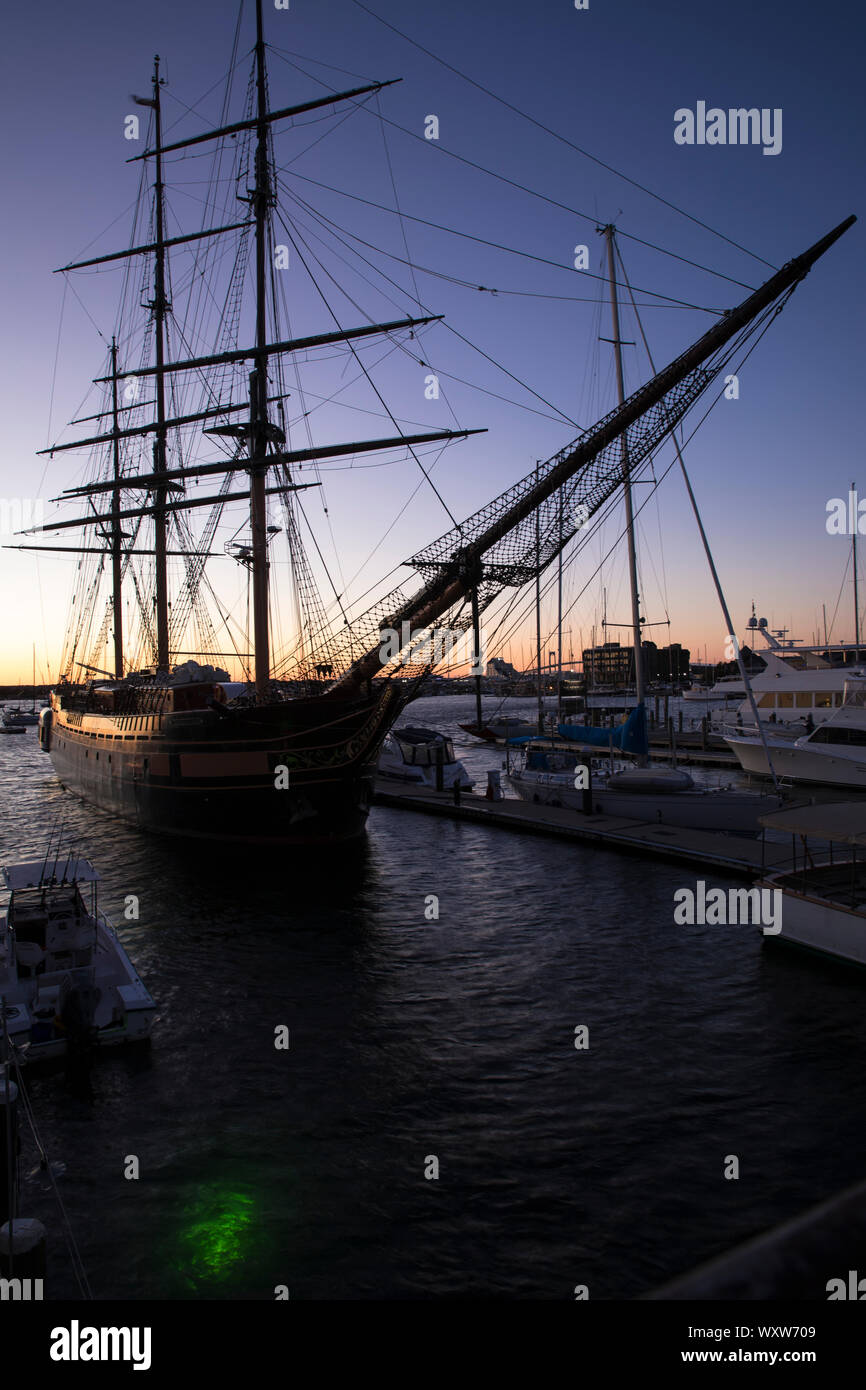 Impressive sailing ship Oliver Hazard Perry with traditional rigging ...