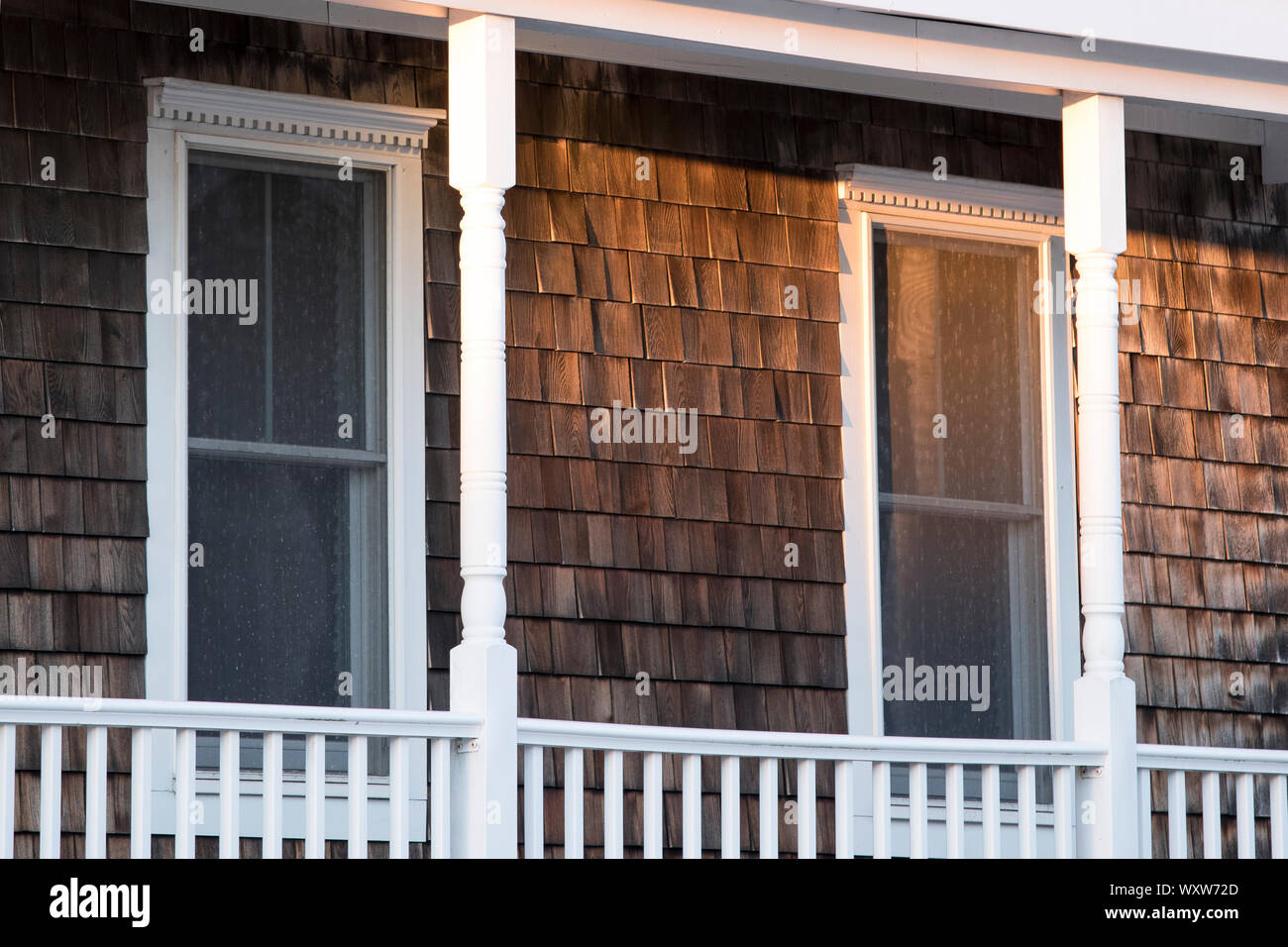 Traditional cedar shingles home with front stoop in Newport, Rhode ...