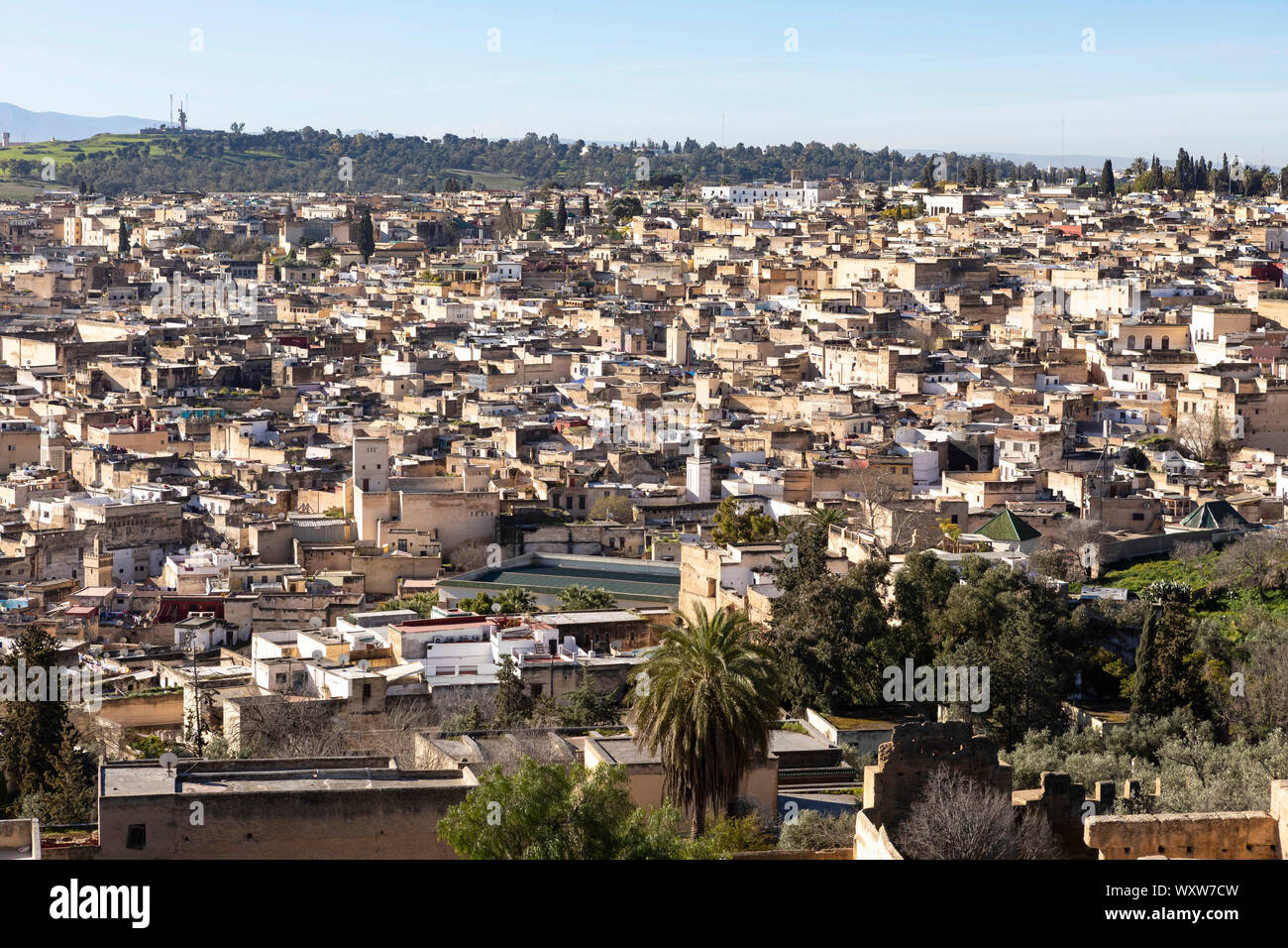Morocco, Fez: overview of the medina Stock Photo - Alamy