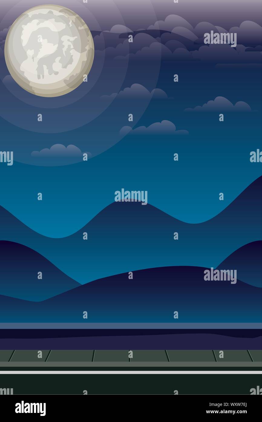 road and landscape night scene Stock Vector Image & Art - Alamy