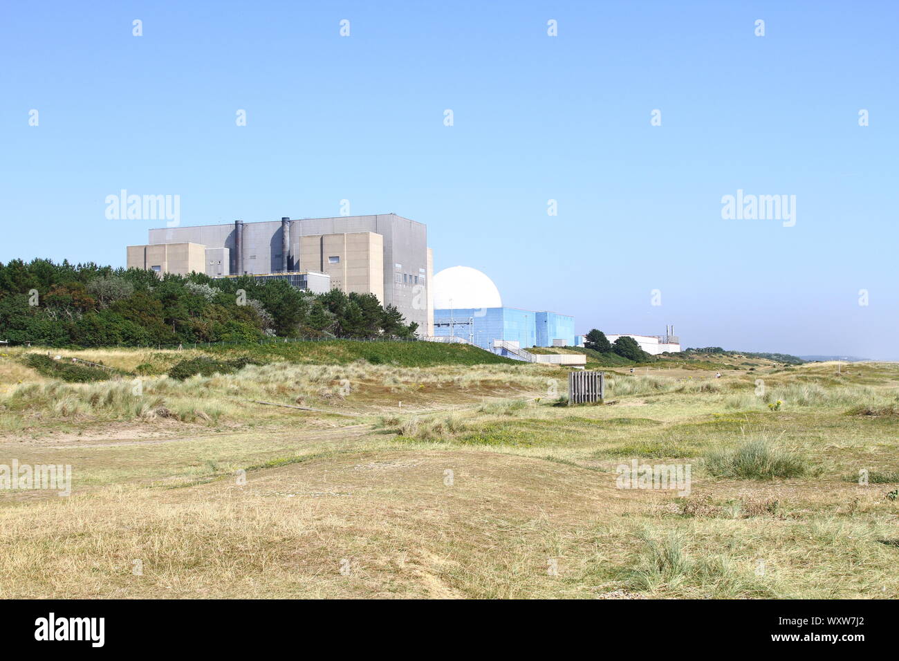 Sizewell A and B nuclear power stations on the Suffolk coast near the ...