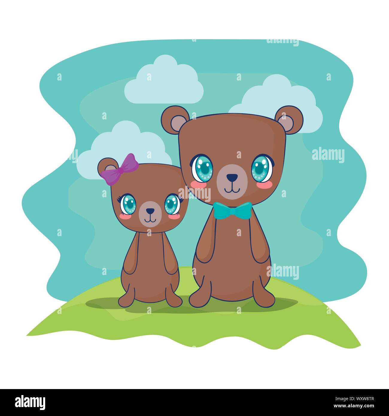cute bears couple characters vector illustration design Stock Vector ...
