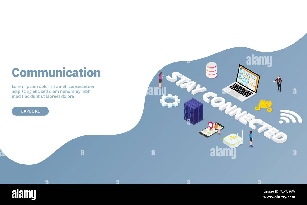 communication or connected internet concept for website template or ...