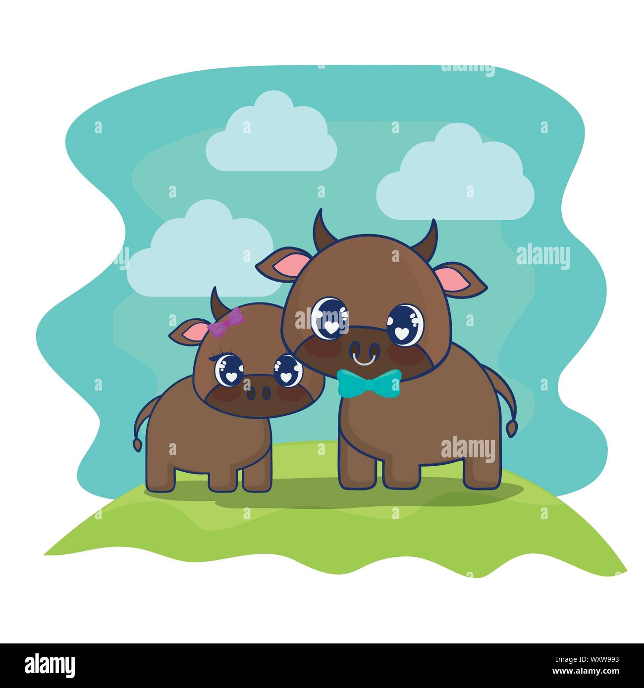 cute cows couple characters vector illustration design Stock Vector ...
