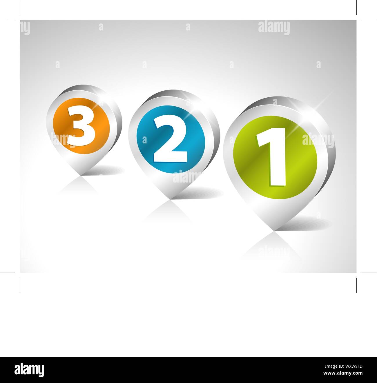 Round 3D pointers for first, second and third place Stock Vector Image ...