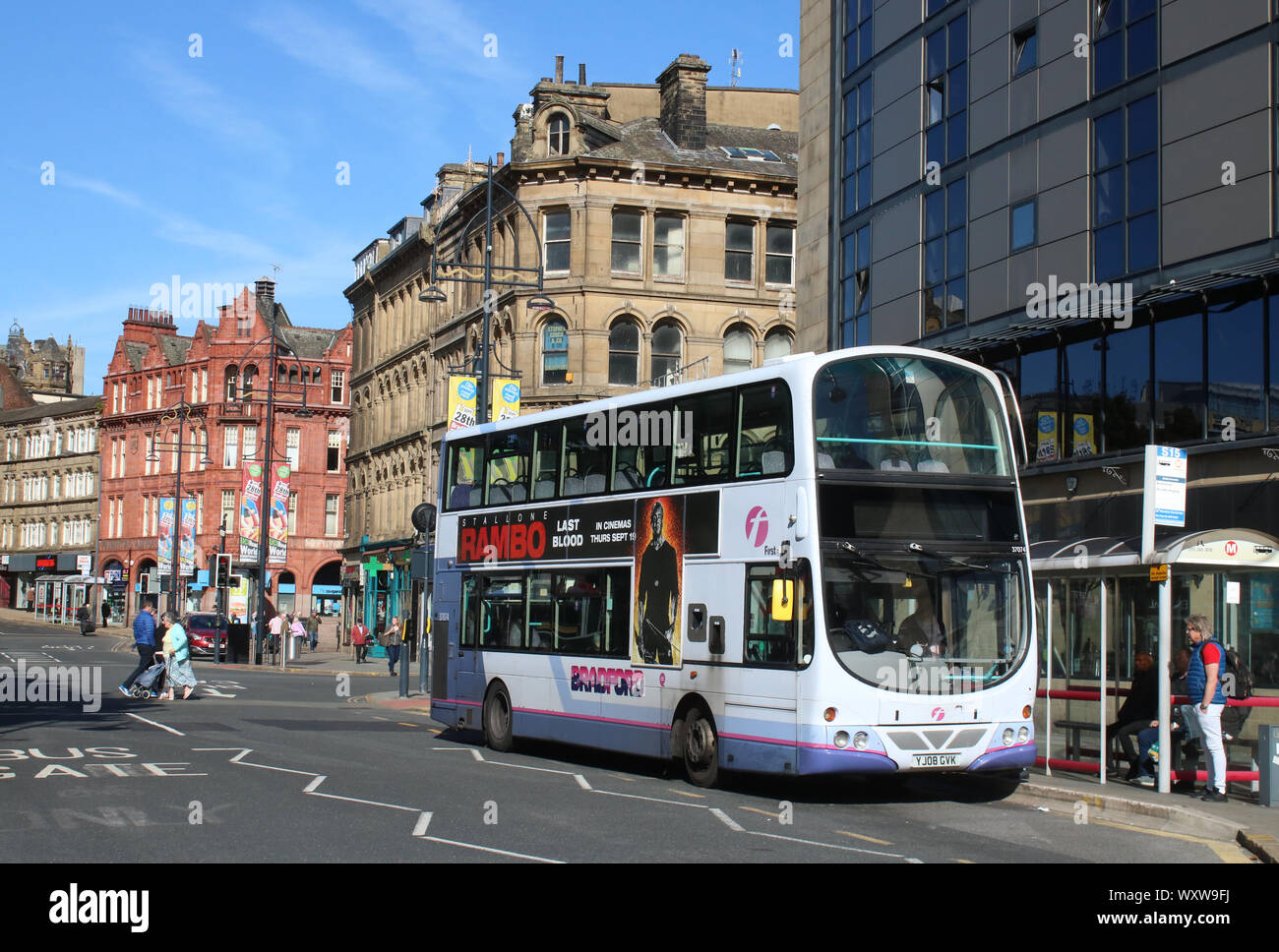First Bradford liveried Volvo B9TL double deck bus, number 37074 ...