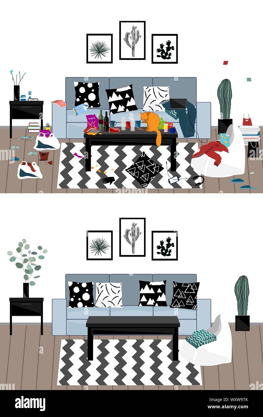Cleaning house after party Stock Vector Images - Alamy