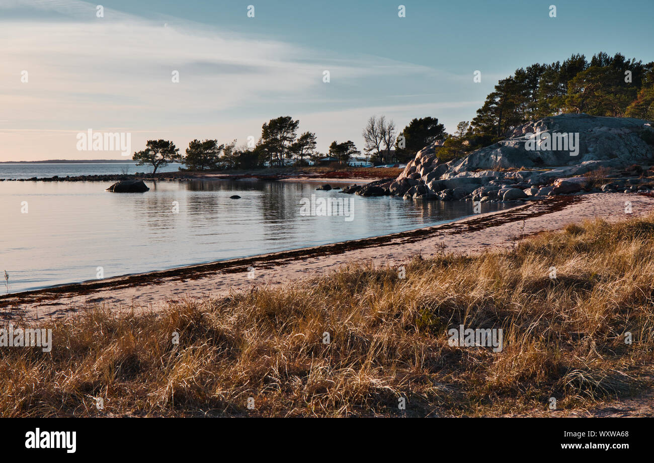 Baltic Sea coast beach on the island of Sandhamn, Stockholm archipelago ...
