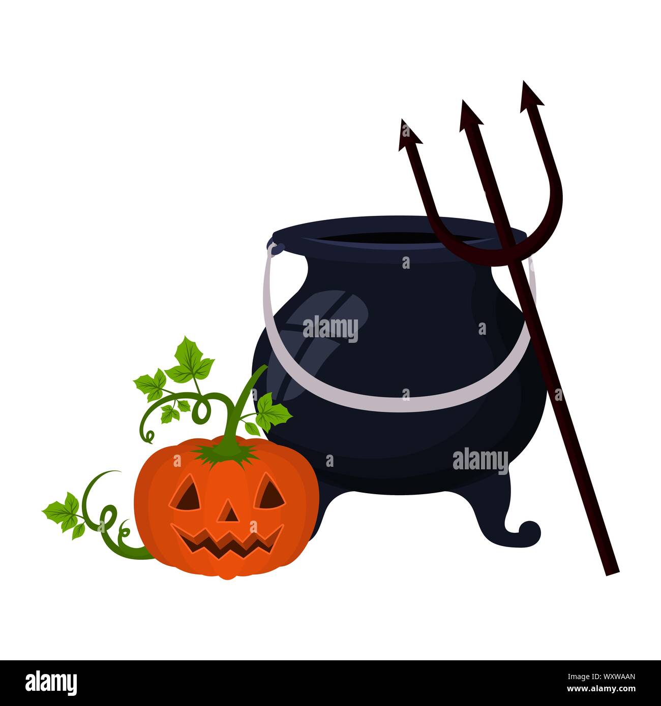 halloween pumpkin with face and cauldron Stock Vector Image & Art - Alamy