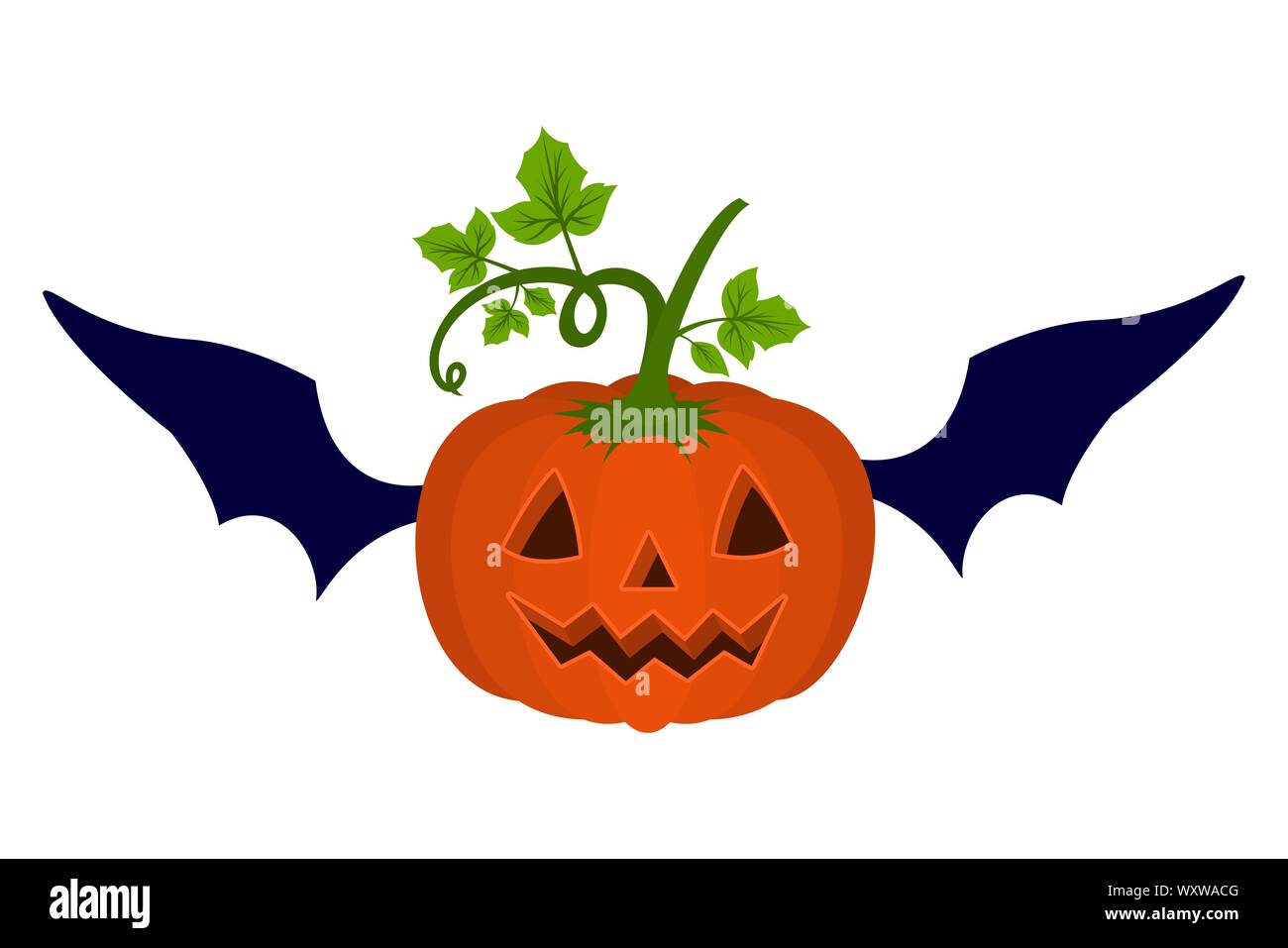 halloween pumpkin with face and bat wings Stock Vector Image & Art - Alamy