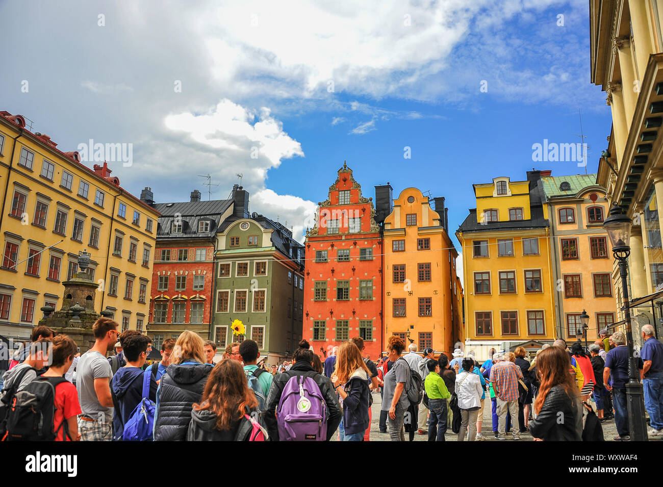 Old colourful houses around Stortorget (Grand Square) in Gamla Stan ...