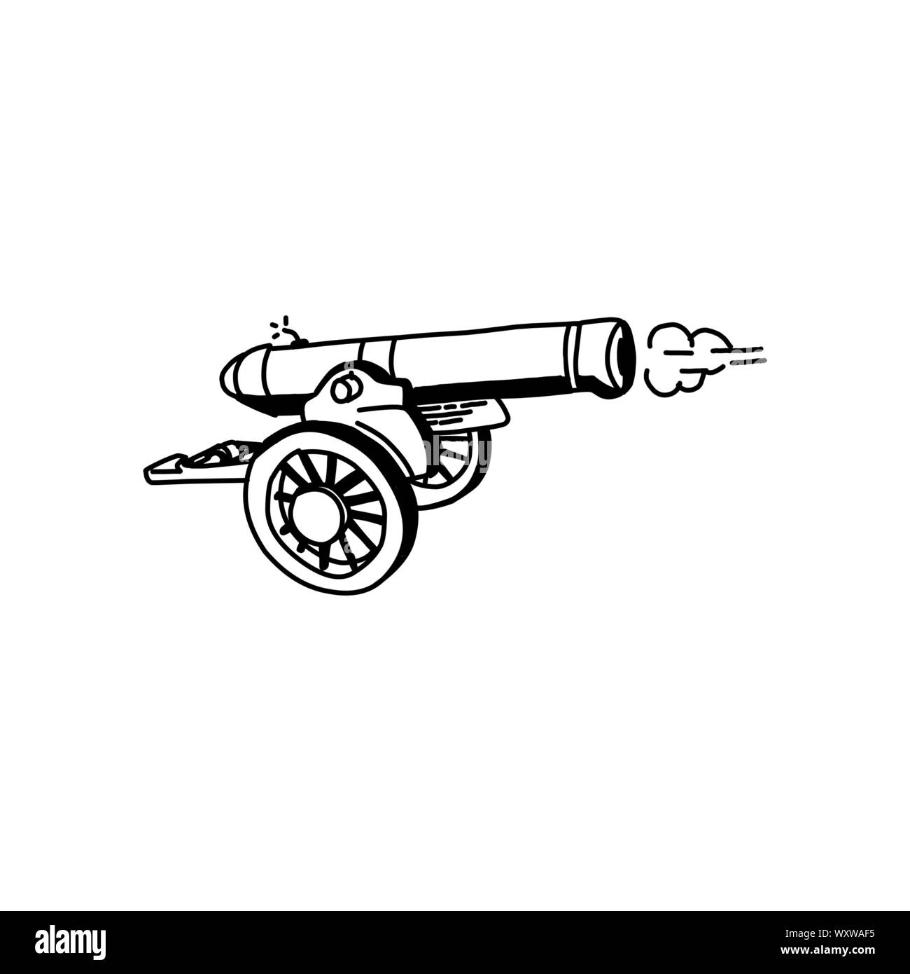Vector ancient cannon, vintage ink engraving illustration arm weapon ...