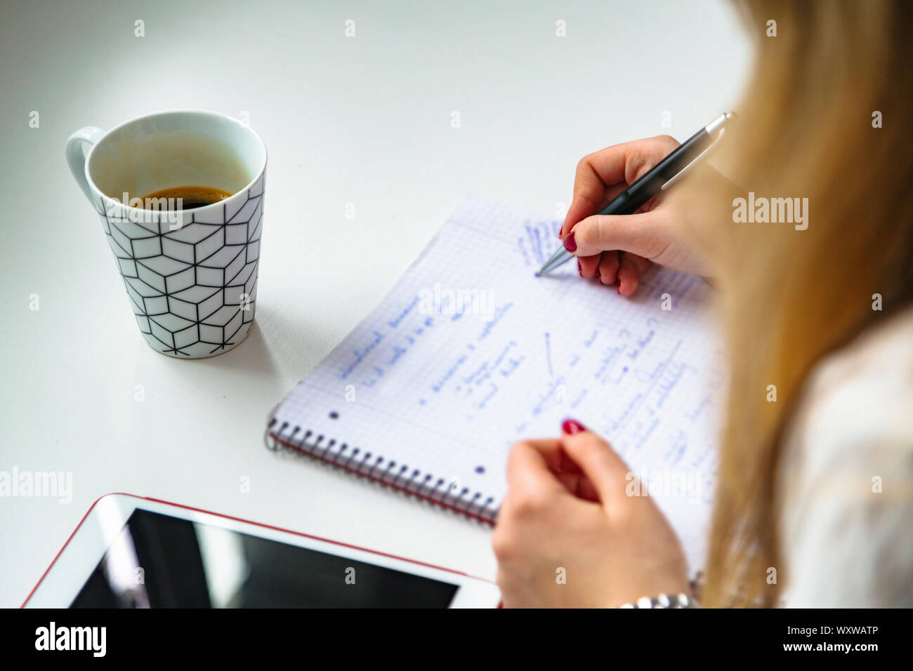 Woman book writing notebook hi-res stock photography and images - Alamy
