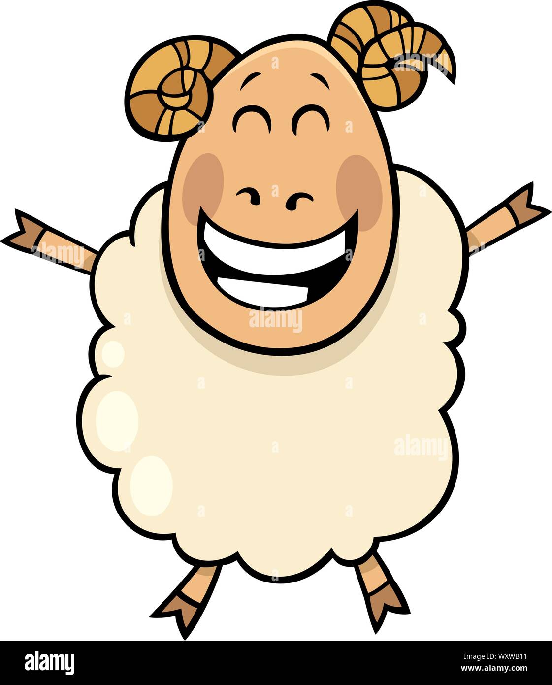 Cartoon Illustration of Happy Ram Farm Comic Animal Character Stock ...