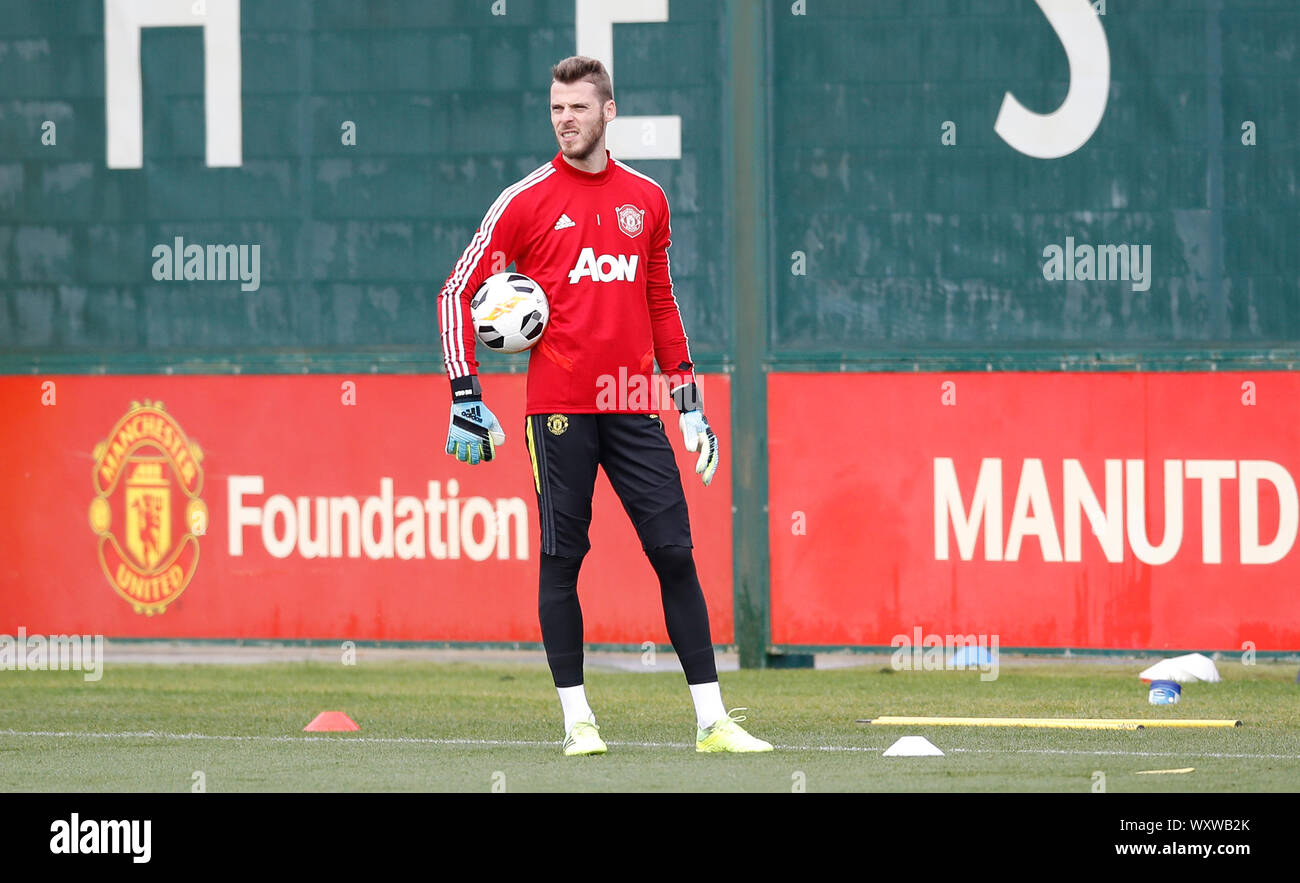 Manchester United goalkeeper David De Gea during a training session at ...