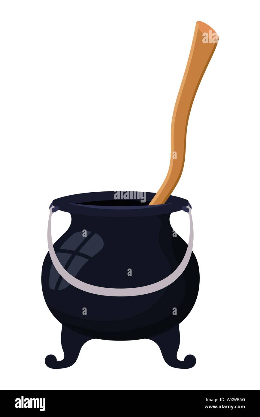 witch cauldron pot and wooden mixer Stock Vector Image & Art - Alamy