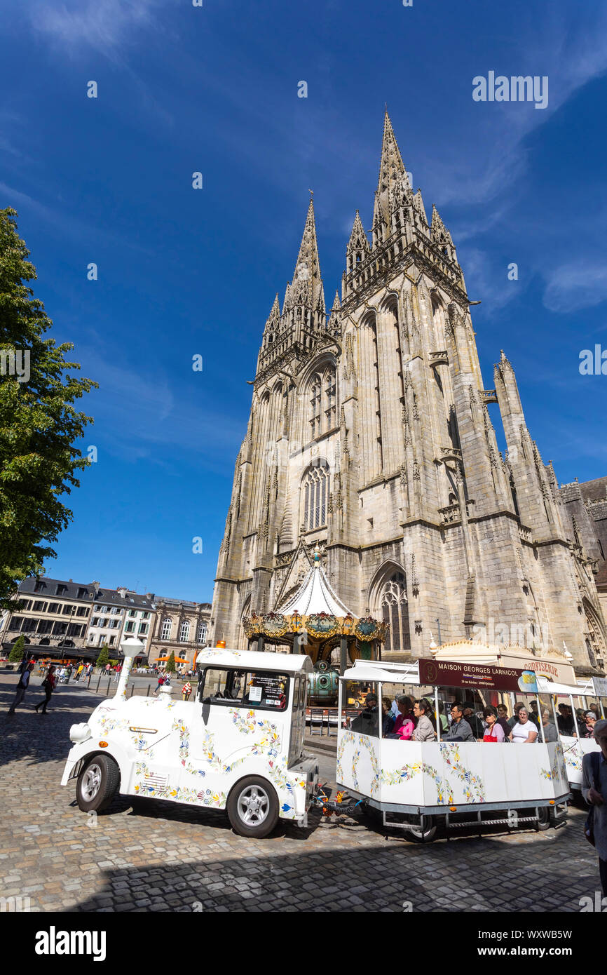 Quimper (Brittany, north-western France): small tourist train at the ...