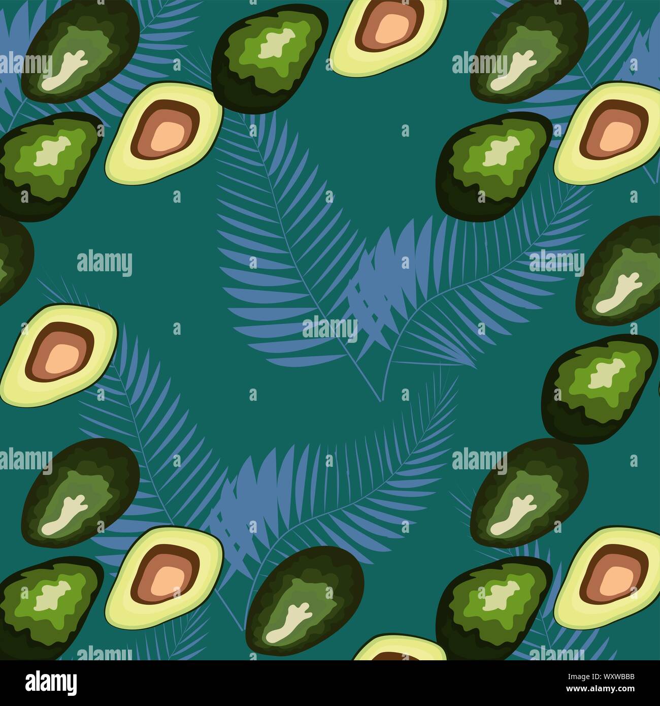 Tropical seamless pattern with avocado and leaves. Pattern for kitchen ...