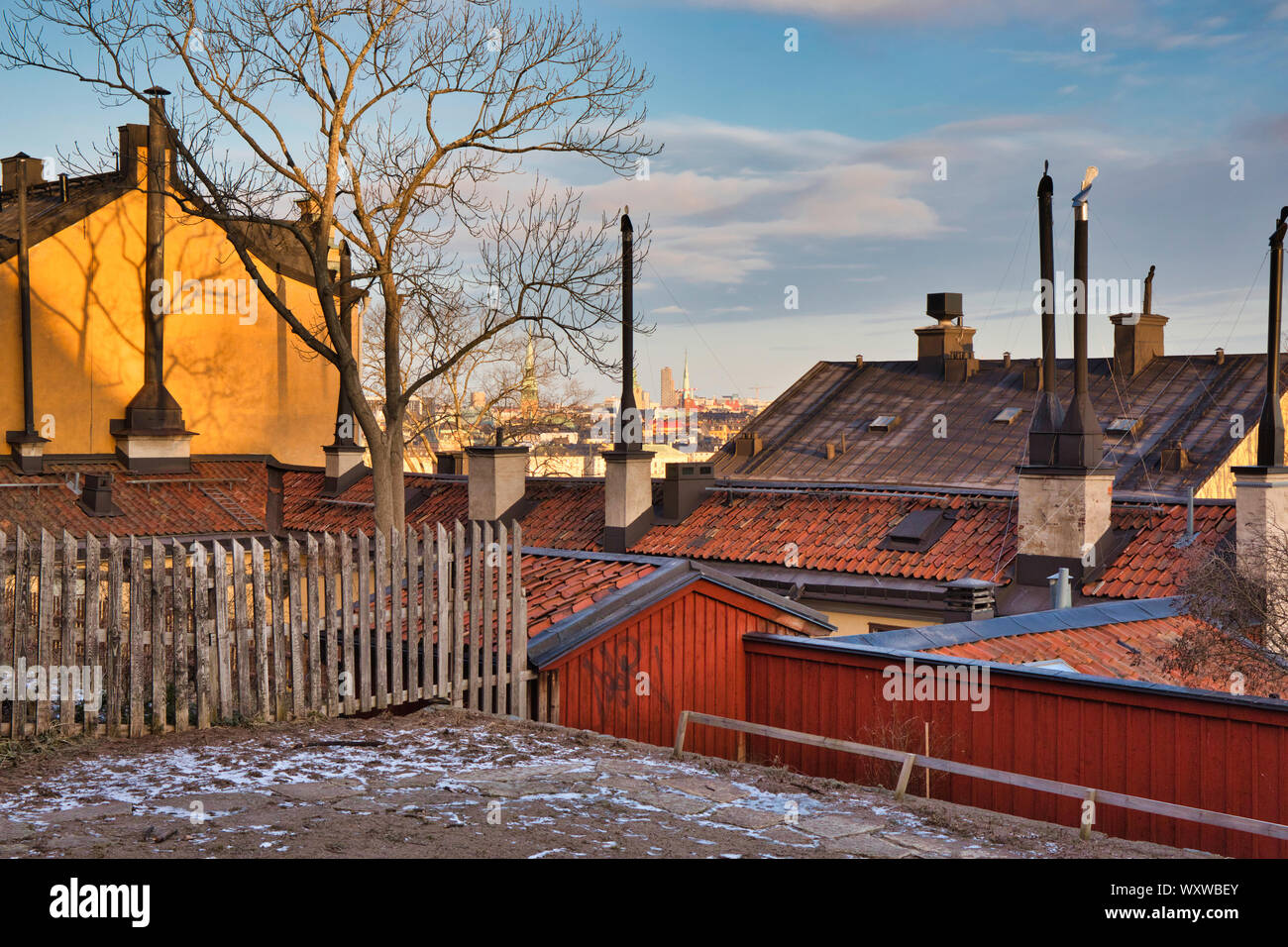 Unusual chimneys on rooftops, Sodermalm, Stockholm, Sweden Stock Photo ...