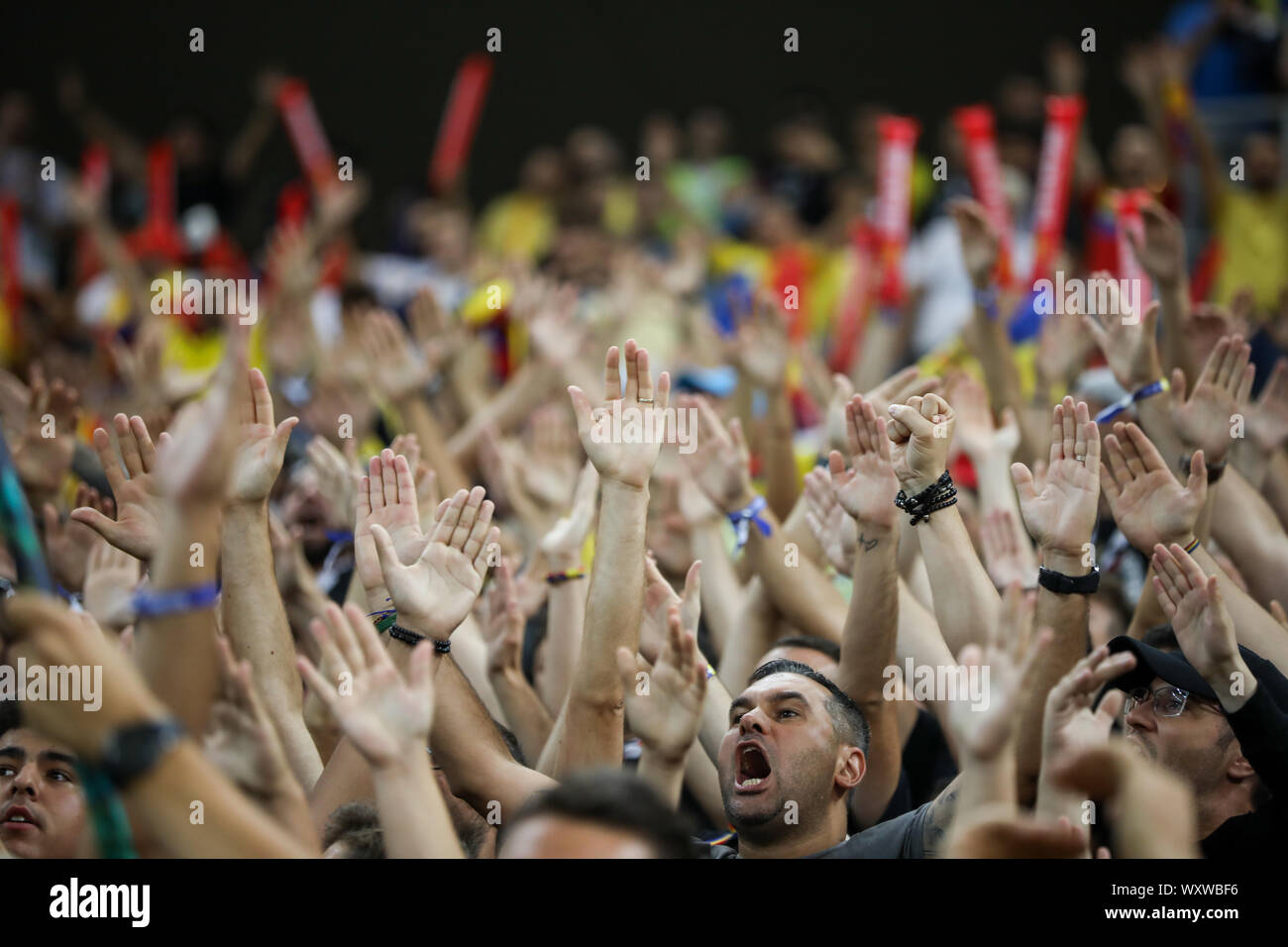Bucharest, Romania - September 5, 2019: Romanian soccer fans react ...