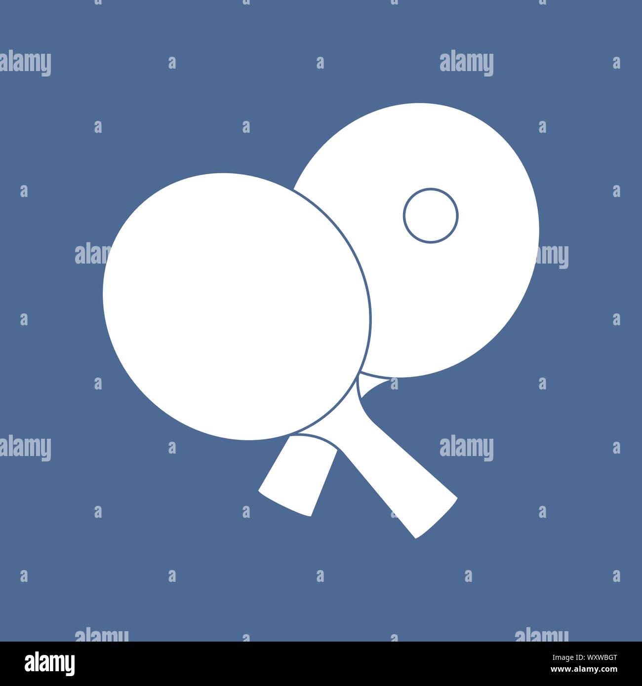 Vector illustration with sports equipment for table tennis. Two crossed ...