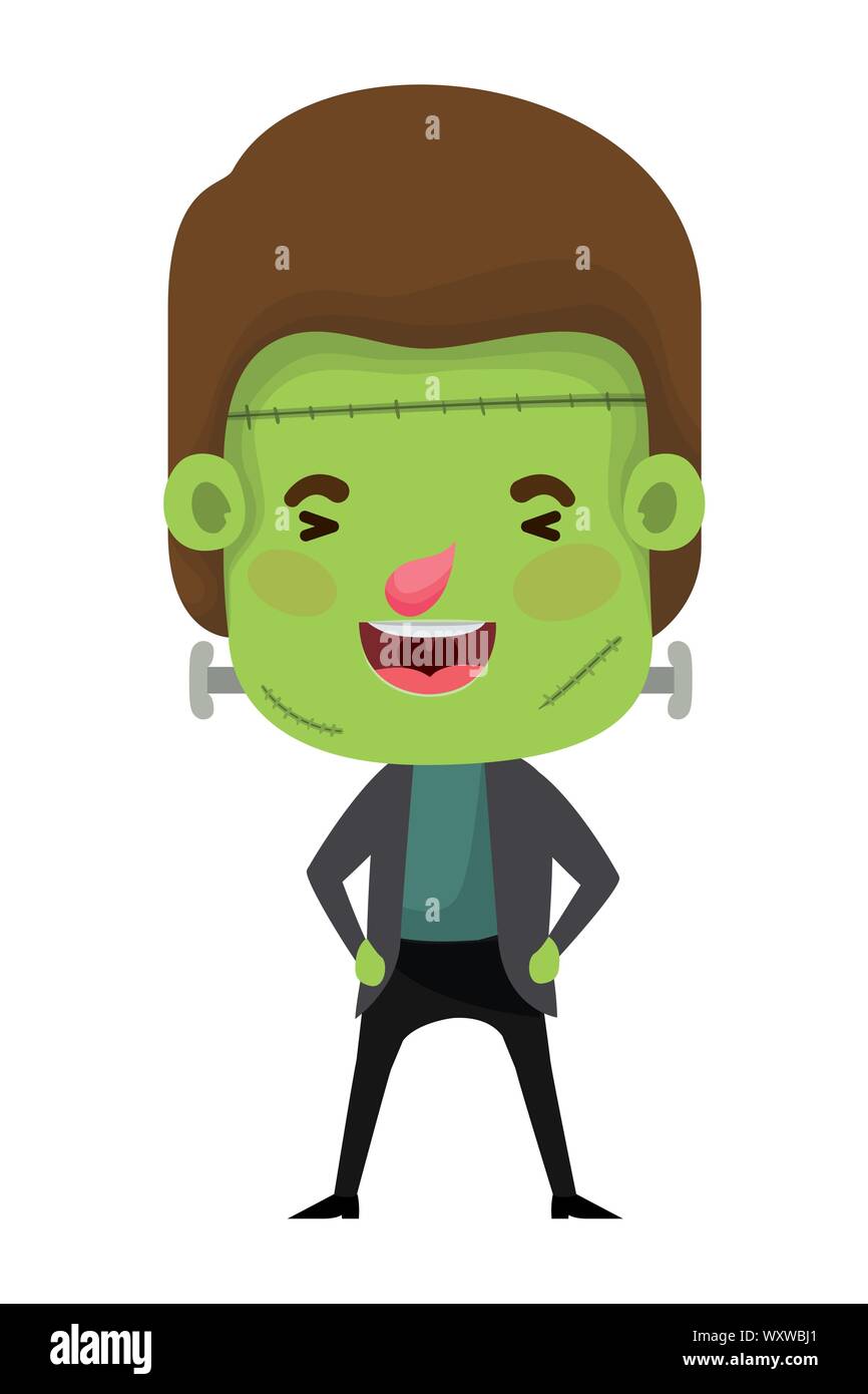 cute little boy with frankenstein costume Stock Vector Image & Art - Alamy