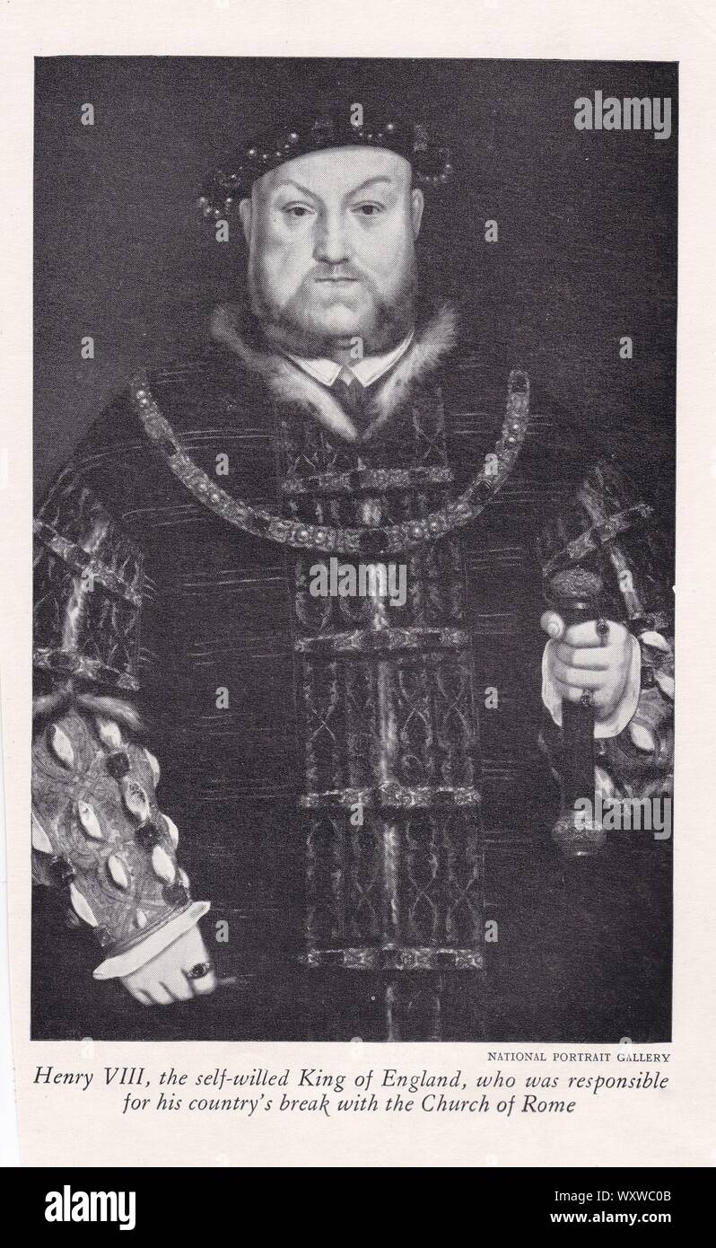 Book plate / print of 'Henry VIII'. King of England from 1509 until his ...