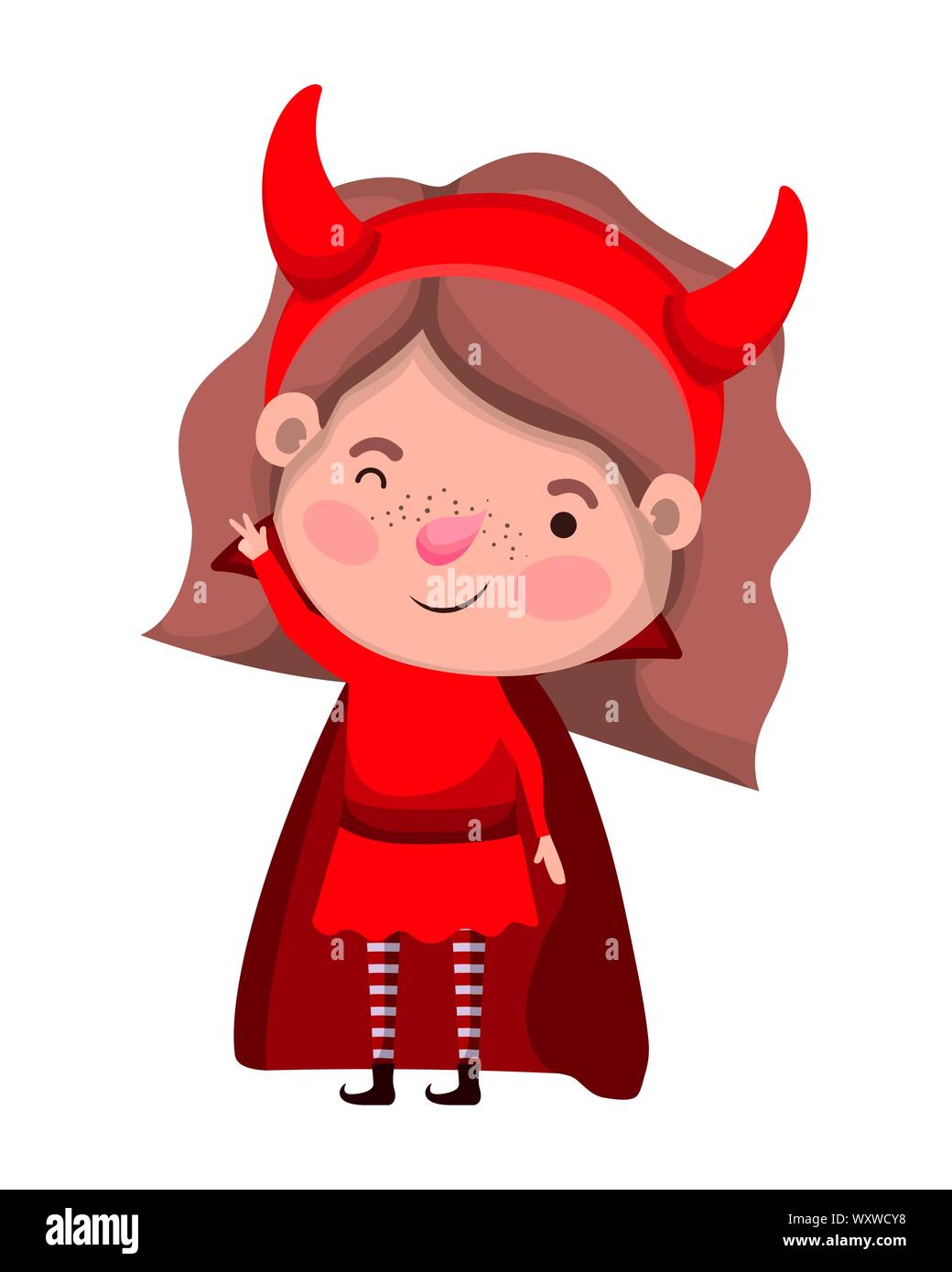 cute little girl with devil costume Stock Vector Image & Art - Alamy