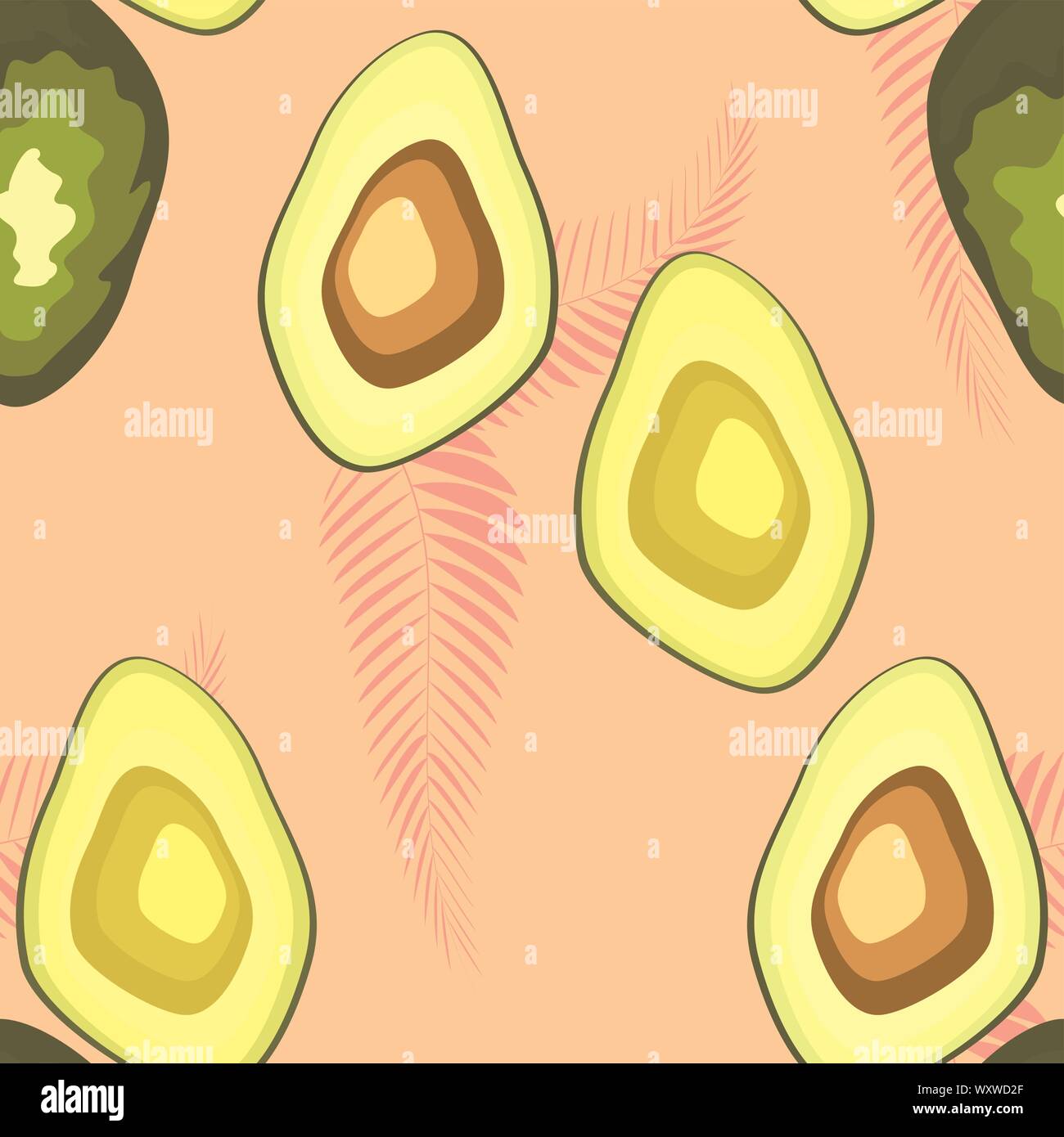 healthy food. Avocado print. Seamless pattern. Cute nature illustration ...