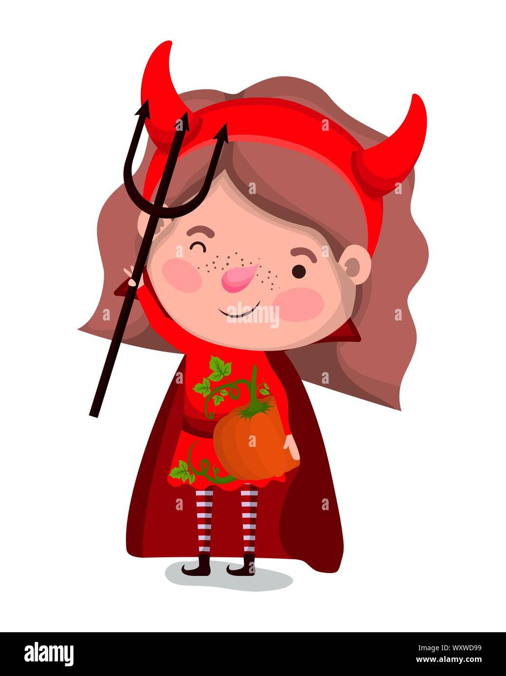 cute little girl with devil costume Stock Vector Image & Art - Alamy