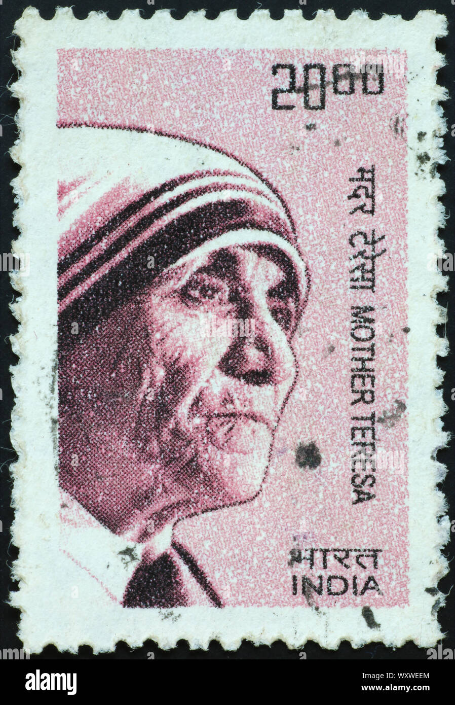 Mother Teresa on indian postage stamp Stock Photo - Alamy