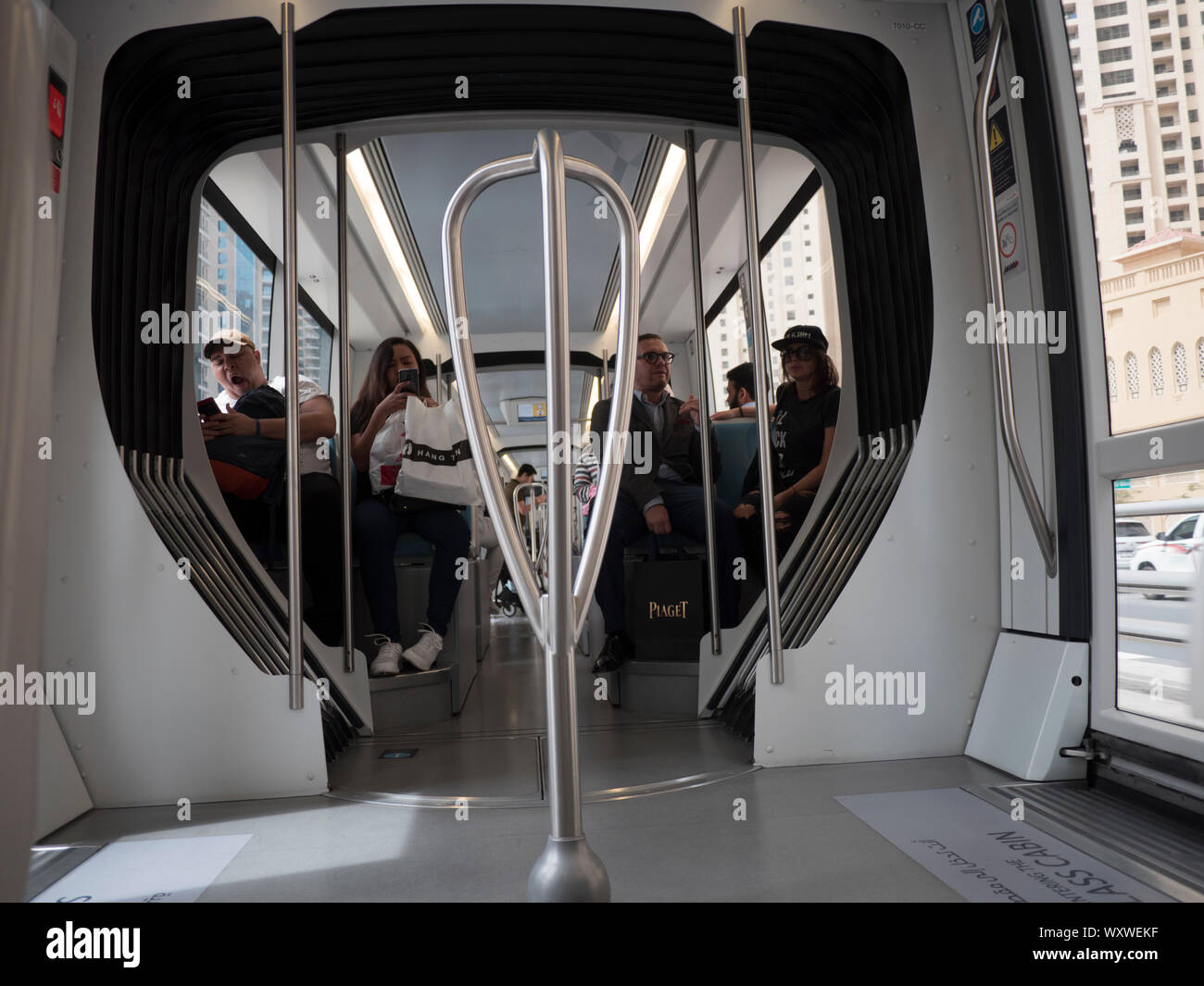 Interior of tram Dubai Stock Photo - Alamy